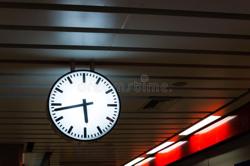 Clock in subway stock photo. Image of hour, modern, construction - 47045488
