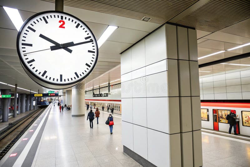 Clock in the Subway Station. Clock on the Modern Building in the Subway ...