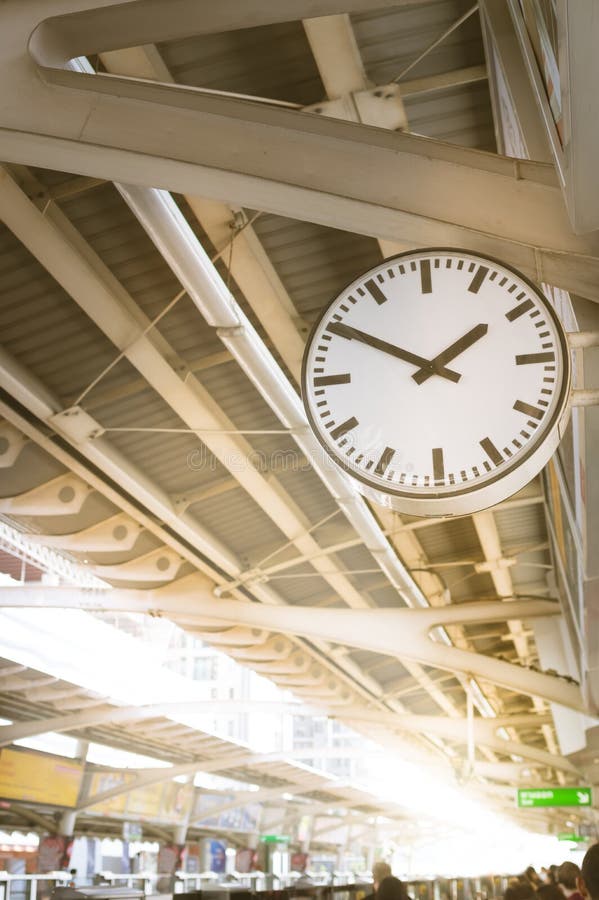 Clock at Subway Train Station. Stock Image - Image of train, people ...