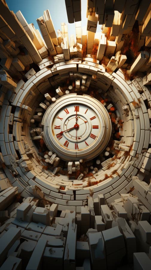 A Clock Surrounded by Blocks in a Circle. Digital Image. Stock ...