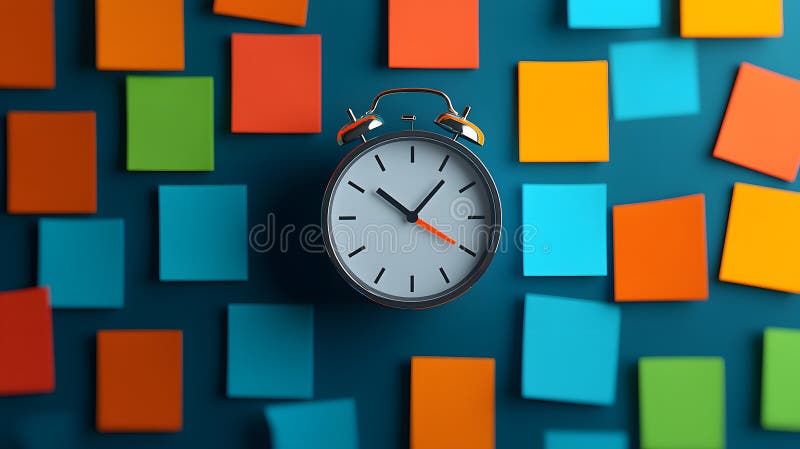 A Clock Surrounded by Vibrant Sticky Notes: a Symbol of Time Management ...
