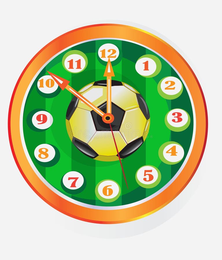 Clock with Symbol of Football Stock Illustration - Illustration of ball ...