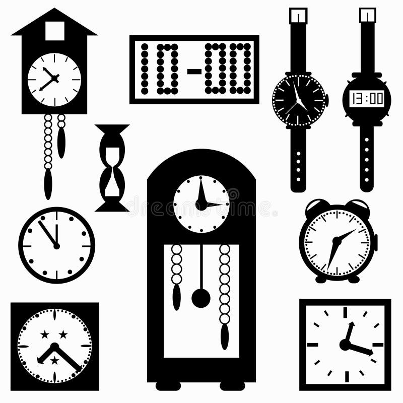 Clock Symbols Vector Illustration Stock Vector - Illustration of ...