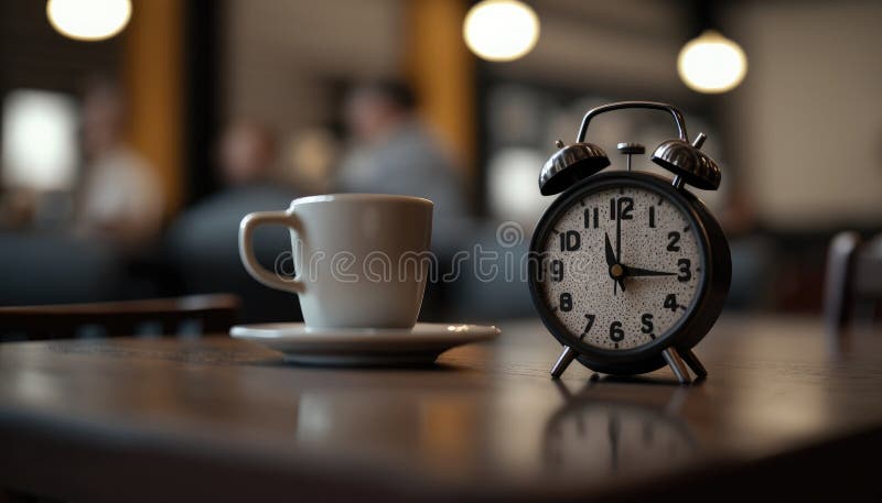 Clock on the Table Modern Minimal Cafe. Generative AI Stock ...