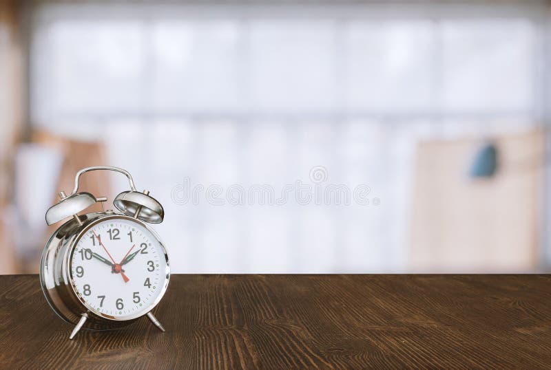 Clock on table stock photo. Image of brown, countdown - 207789640