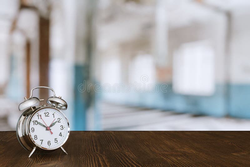 Clock on table stock image. Image of wood, minute, walls - 208724383