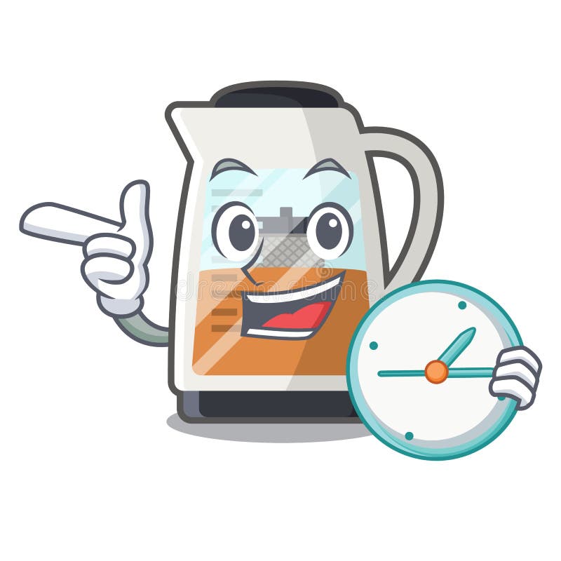 With Clock Tea Maker in the Cartoon Shape Stock Vector - Illustration ...