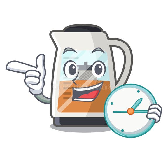 With Clock Tea Maker in the Cartoon Shape Stock Vector - Illustration ...