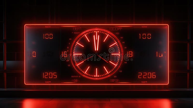 Clock tech background red stock illustration. Illustration of precision ...