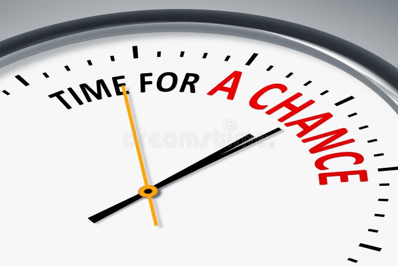 Clock with Text Time for a Chance Stock Illustration - Illustration of ...