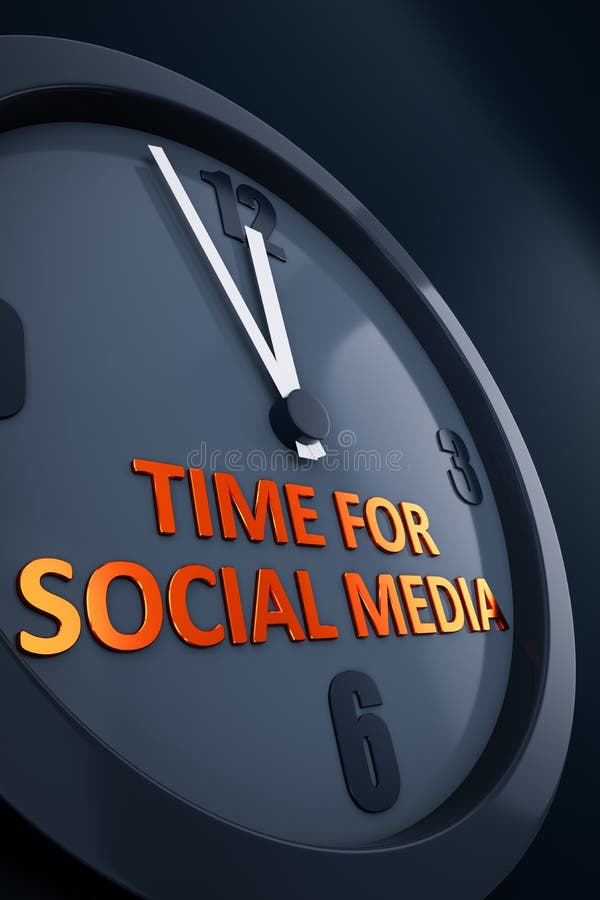 Clock with Text Time for Social Media Stock Illustration - Illustration ...