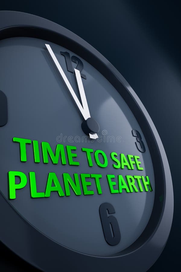 Clock with Text Time To Safe Planet Earth Stock Illustration ...