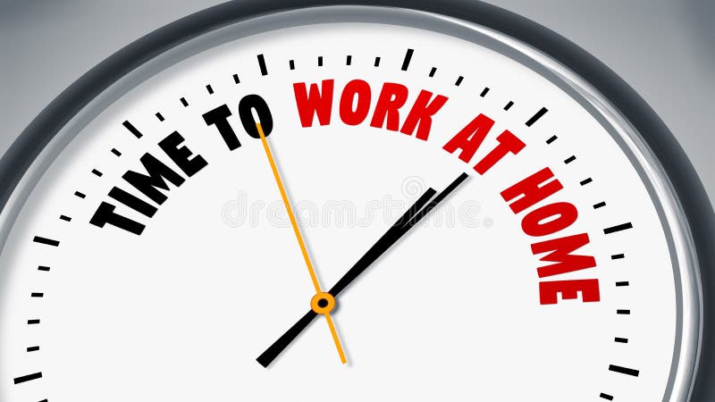 Clock with Text Time To Work at Home Stock Illustration - Illustration ...