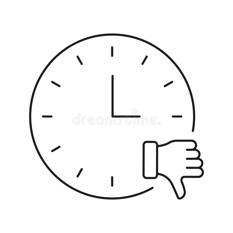 Clock with Thumbs Down Line Icon. Time Management Disapproval and ...