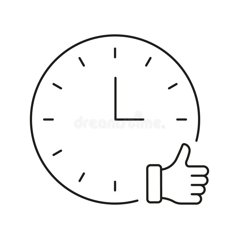 Clock with Thumbs Up Line Icon. Time Management, Punctuality, and ...