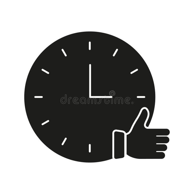 Clock with Thumbs Up Solid Icon. Time Management, Punctuality, and ...