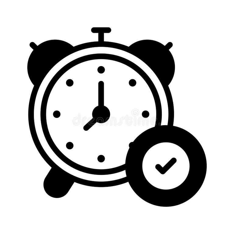 Clock with a Tick Mark Representing Checked or Active Alarms Stock ...