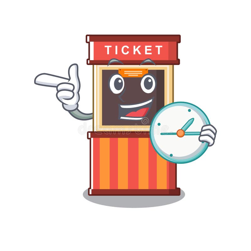 With Clock Ticket Booth in the Cartoon Shape Stock Vector ...
