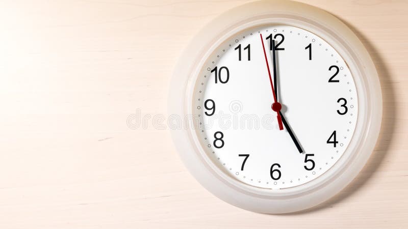 Clock Ticking Showing Five Hours Stock Image - Image of wall, clockface ...