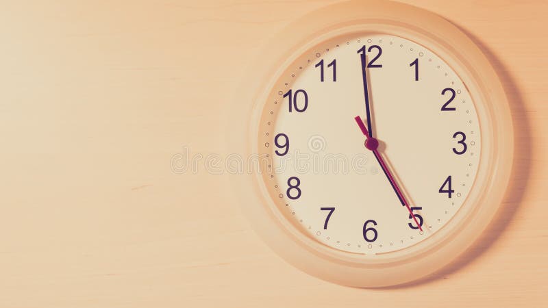 Clock Ticking Showing Five Hours Stock Photo - Image of late, hours ...