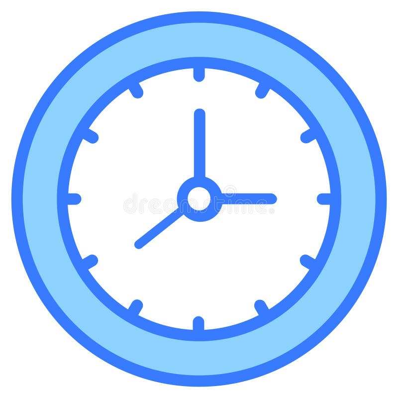 Clock, Time Blue Outline Simple Icon Stock Vector - Illustration of ...