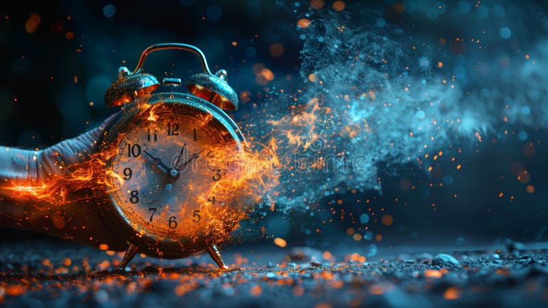The Clock and Time Burns in the Hand. the Concept of Lost Time Stock ...