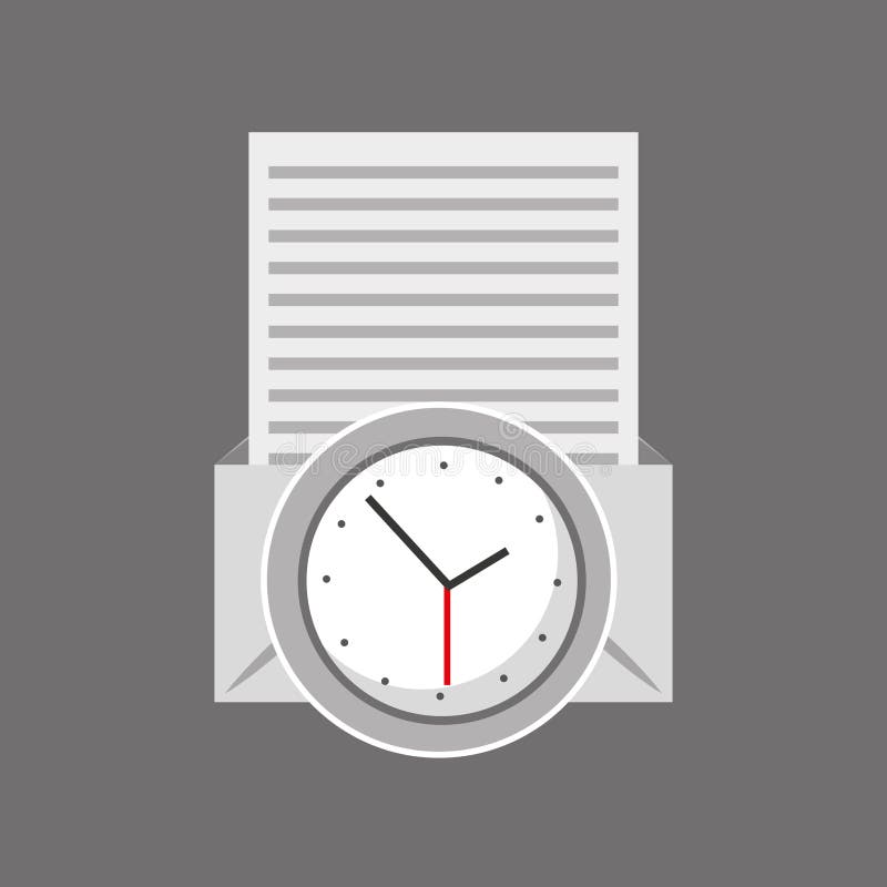 Clock Time Email Document Icon Stock Vector - Illustration of graphic ...