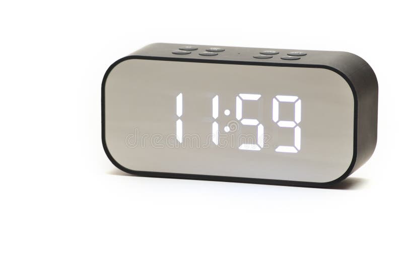 Clock with a Time of 11 Hours 59 Minutes on a White Background Stock ...