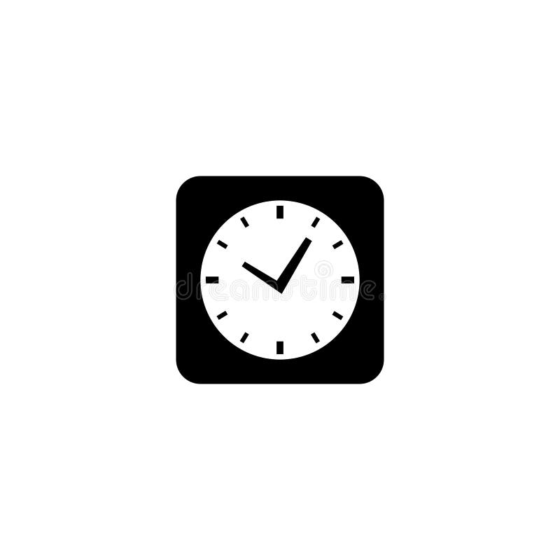 Clock Time Icon in Black on an Isolated White Background. EPS 10 Stock ...