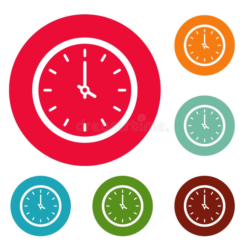 Clock Time Icons Circle Set Vector Stock Vector - Illustration of icon ...