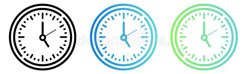 Clock Time Icons. Flat Clock Icons Stock Vector - Illustration of ...