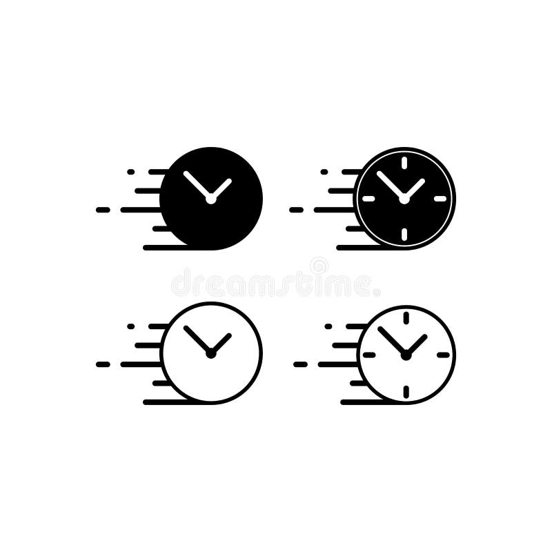 Clock Time Icon in Black on an Isolated White Background. EPS 10 Stock ...