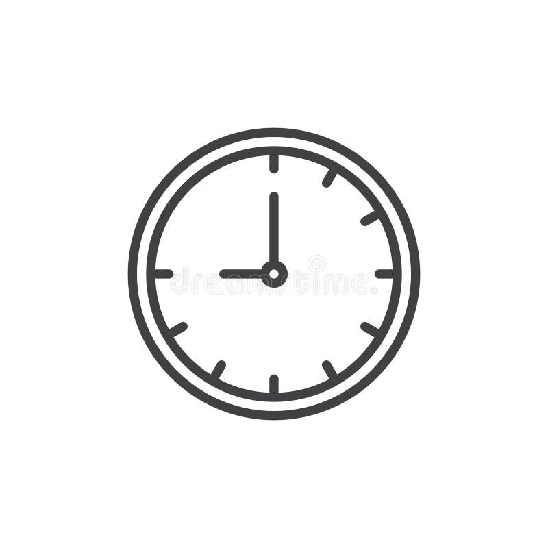 Clock time outline icon stock vector. Illustration of face - 125205017