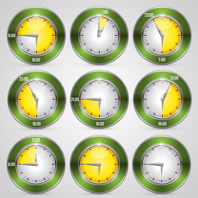 Clock with time stamp set stock vector. Illustration of metallic - 49472228