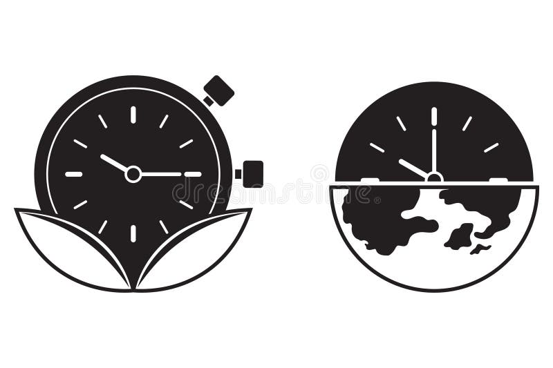 Clock and Time Symbol Silhouette Vector Set Stock Vector - Illustration ...