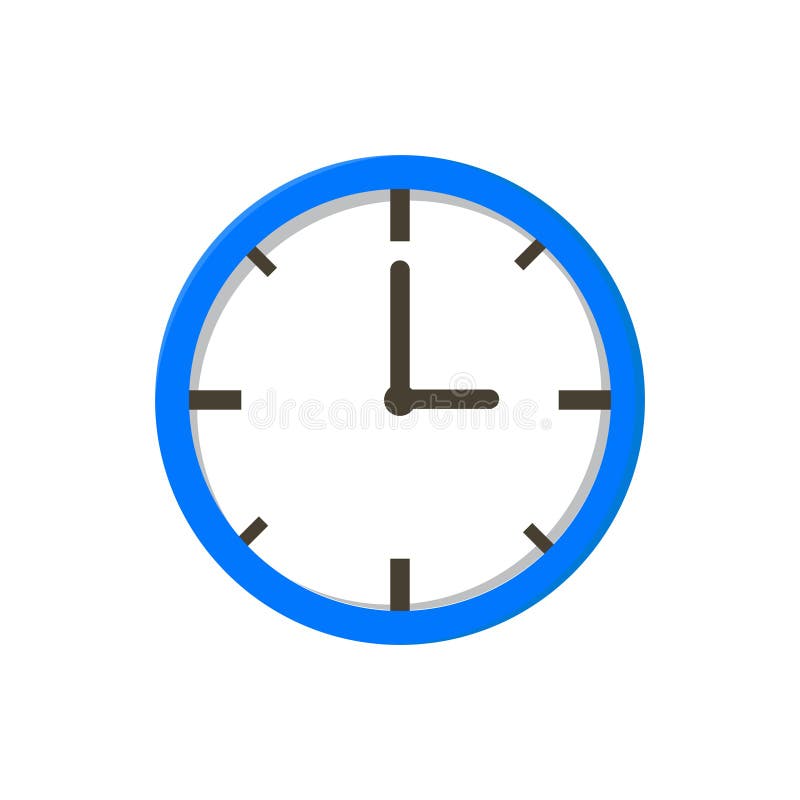Clock or Time Vector.Blue Clock Illustration in Flat Style Stock Vector ...