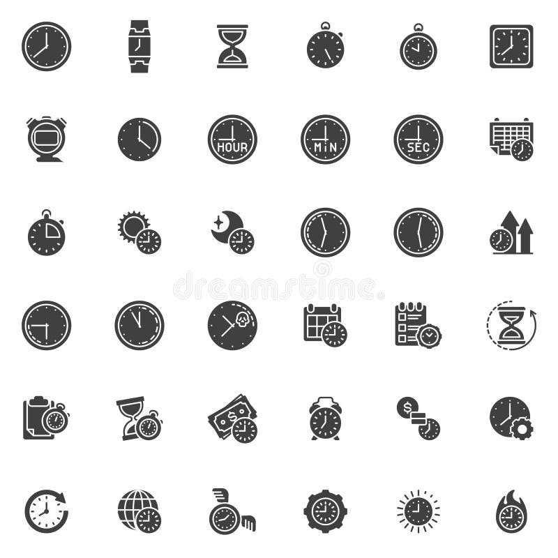 Clock Time Vector Icons Set Stock Vector - Illustration of stopwatch ...