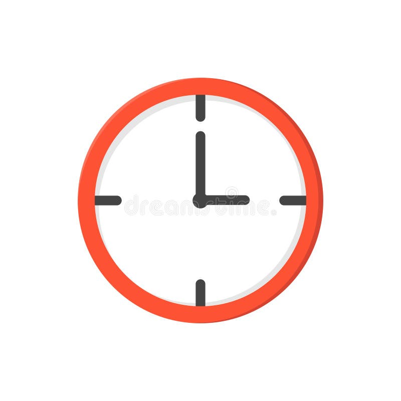 Clock or Time Vector. Orange Clock Illustration in Flat Style Stock ...