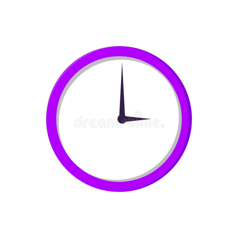 Clock or Time Vector.Purple Clock Illustration in Flat Style Stock ...