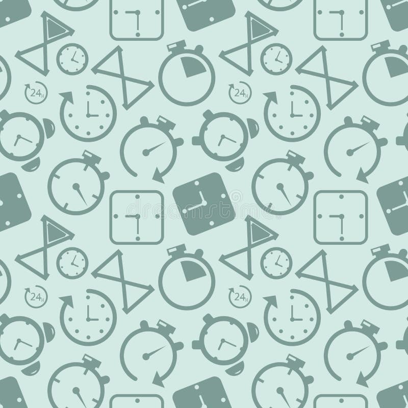 Clock Timer Icon Seamless Pattern Background. Business Concept Vector ...