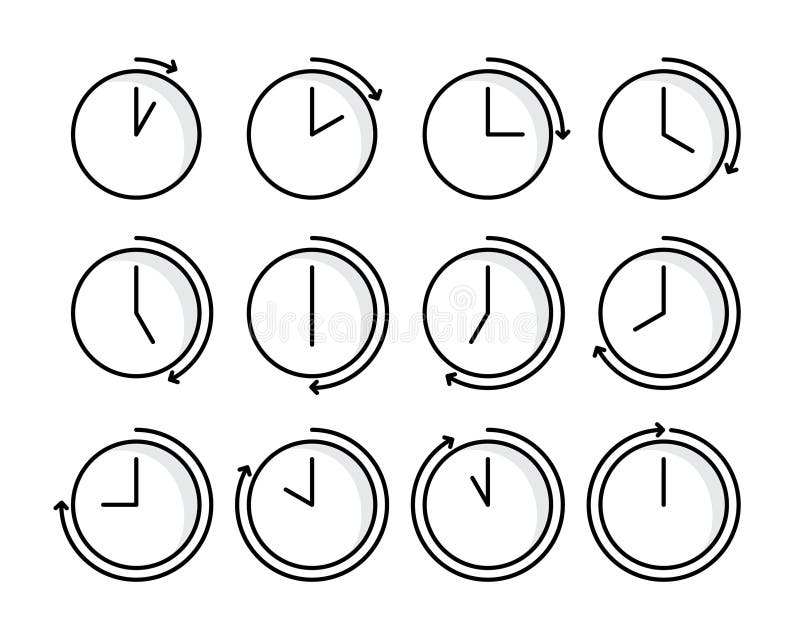 Clock Timer Icon Symbol Set Isolated Flat Design Stock Vector ...