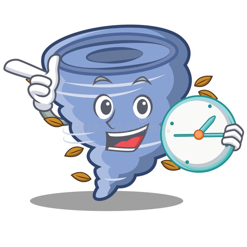 With Clock Tornado Character Cartoon Style Stock Vector - Illustration ...