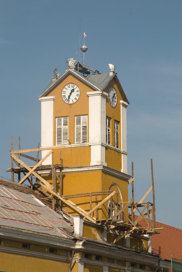 Clock tower stock image. Image of tower, clock, wood, brown - 5581745