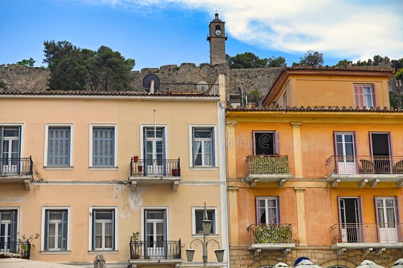 Clock Tower Acronafplia Castle in Nafplio City Stock Image - Image of ...