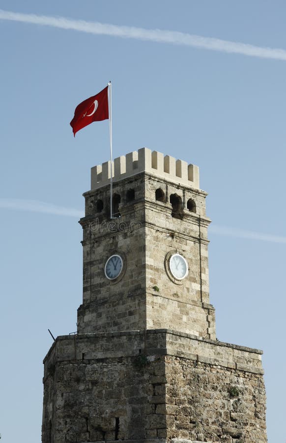 Clock Tower in Antalya, Turkey Stock Photo - Image of exterior ...