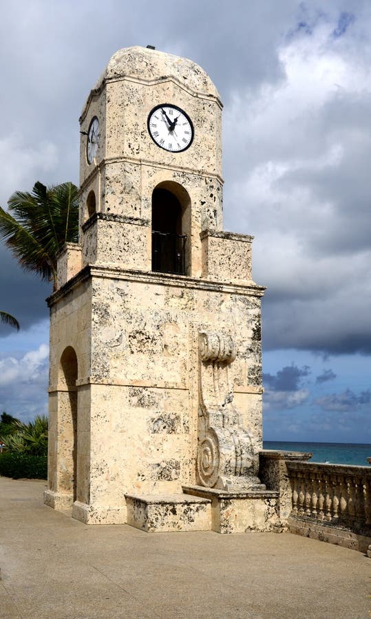 Clock Tower at the Atlantic in the Town Palm Beach, Florida Stock Image ...
