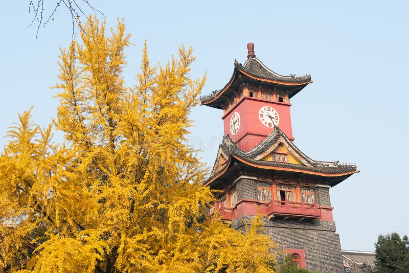 Clock Tower in Autumn in Chengdu - China Stock Photo - Image of ...