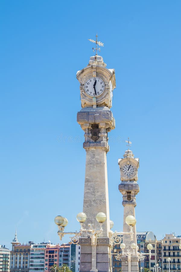 Clock Tower on the Beach of the Shell, San Sebastian Stock Image ...