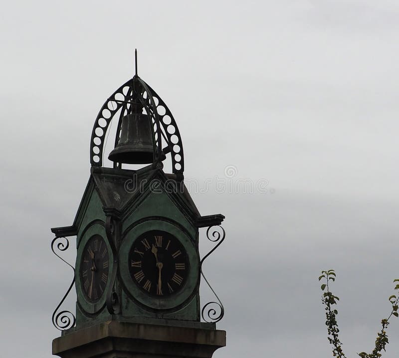 Clock Tower with Bell in Ireland Stock Photo - Image of iron, ireland ...