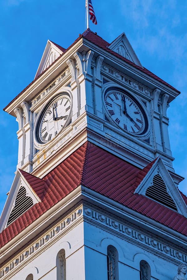 The Clock Tower of the Benton County Courthouse in Corvallis, Oregon ...